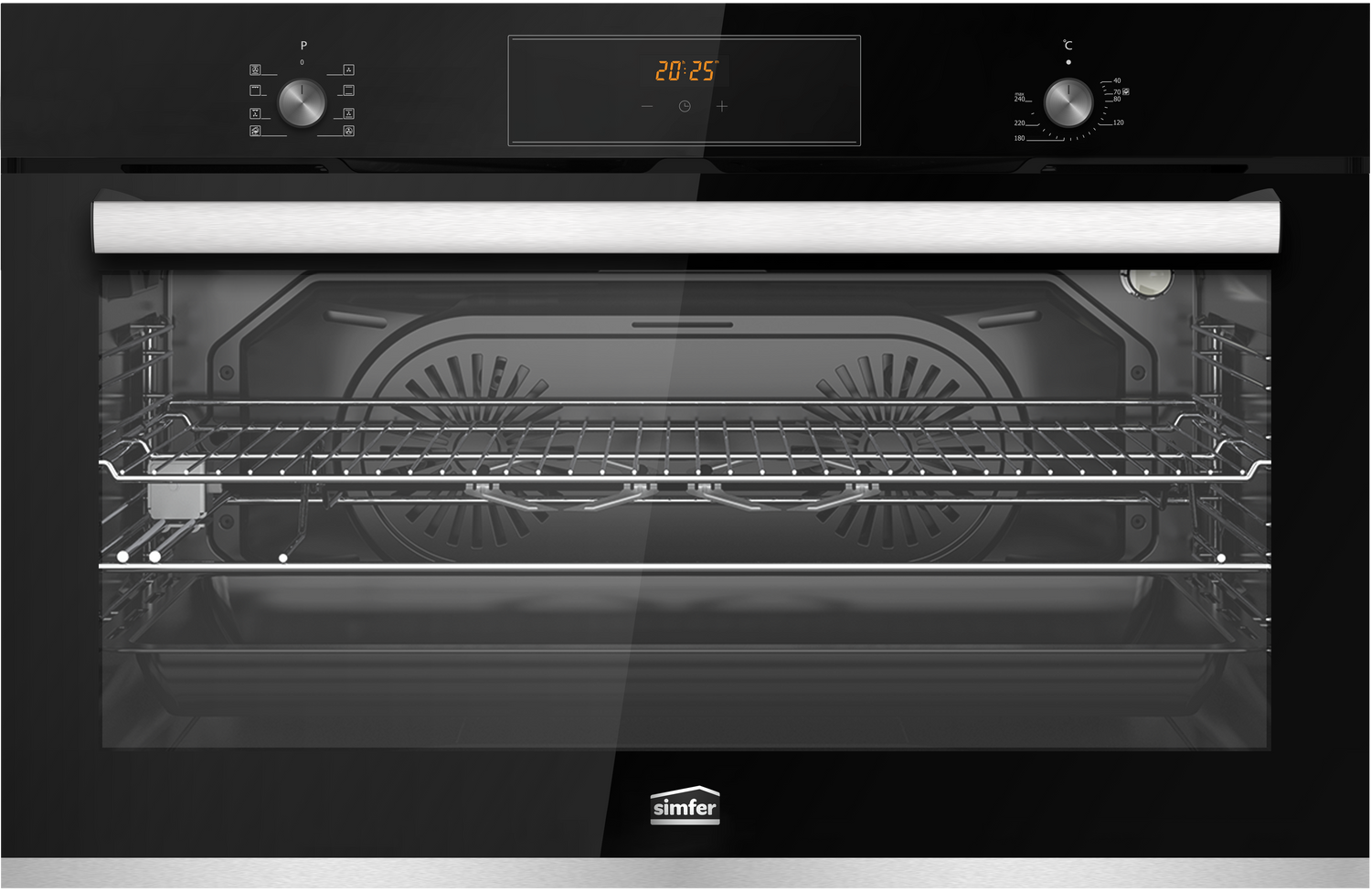 Simfer - Built-in electric oven, 90cm, 105L, Tempered Black Glass - SM – Mannai Home