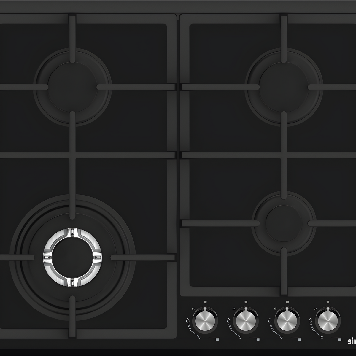 Simfer - Built-in Gas hob, 4 gas burners, Black Glass, 60cm - SMFBHGTR – Mannai Home